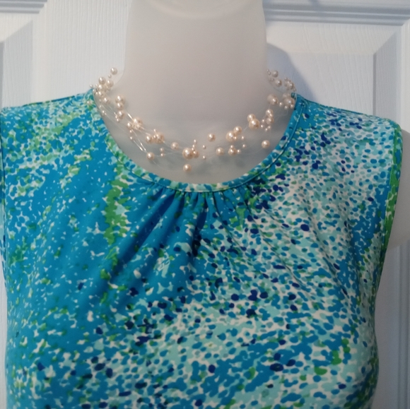 Chaps | Tops | Turquoise Print Petite Tank Top | Poshmark